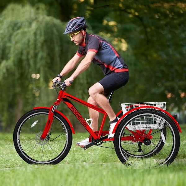 MOONCOOL 24 in. Adults Trikes with Shopping Basket, Adult Mountain Bike ...