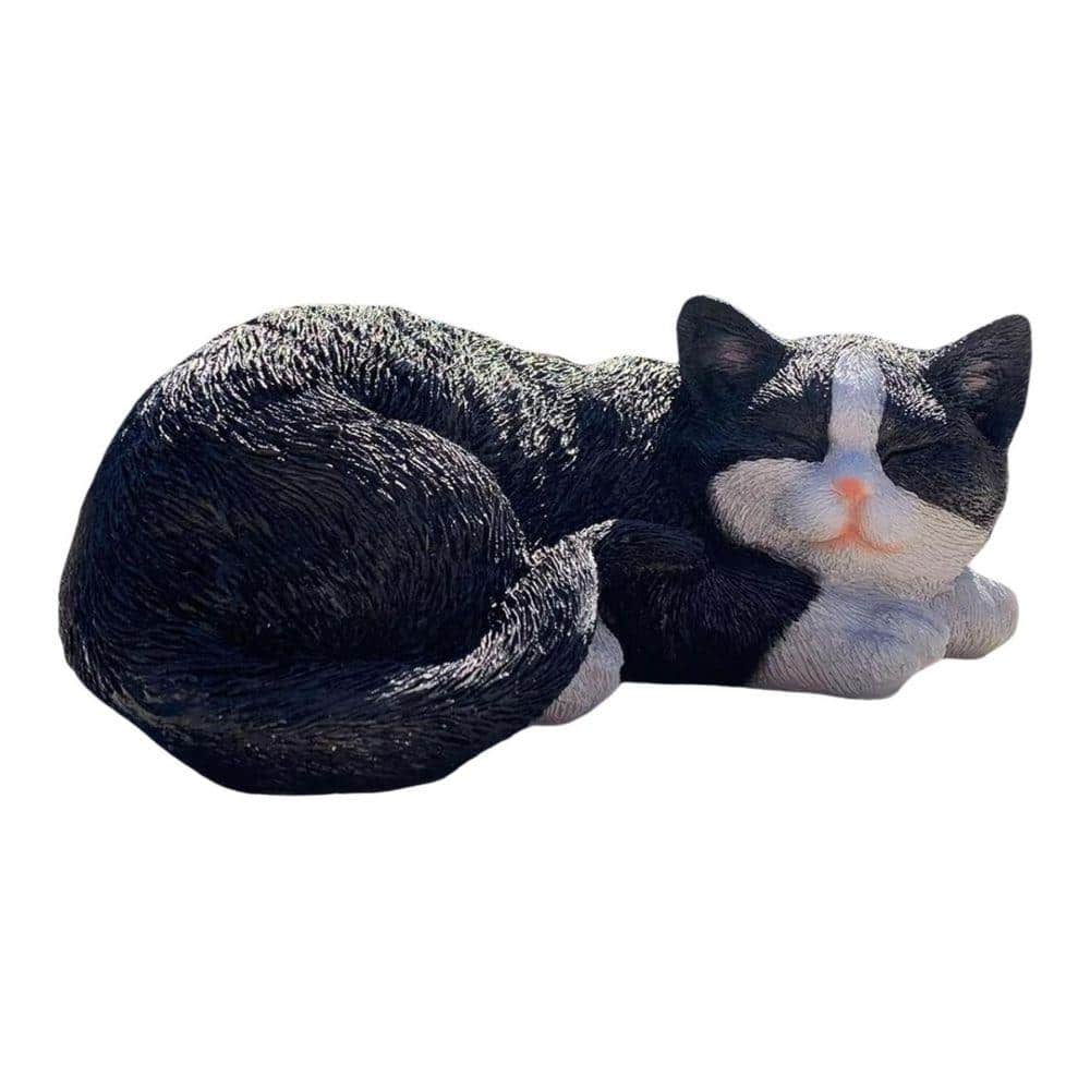 Black Tabby Cat Figurine (Sleeping)-Outdoor Garden/Yard and Indoor ...