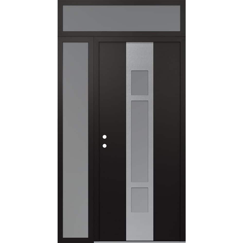 Tessari Doors A9 50 in. x 96 in. Silver P Right-Hand/Inswing Frosted ...