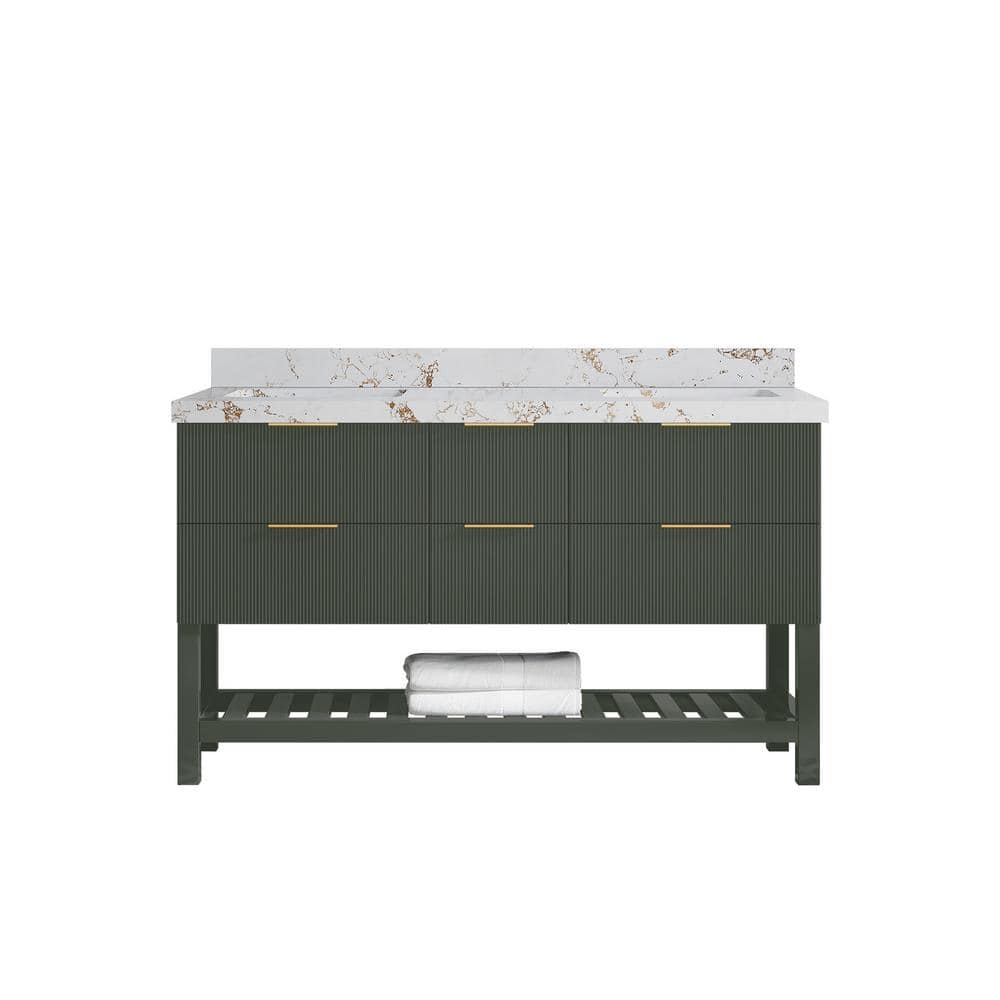 Willow Collections Catalina 60 in. Double Sink Freestanding Pewter ...
