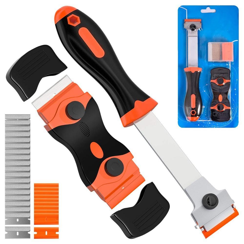 Dracelo 1.58 in. Long Handled Paint Scraper with Extra 20 Metal and 10 ...
