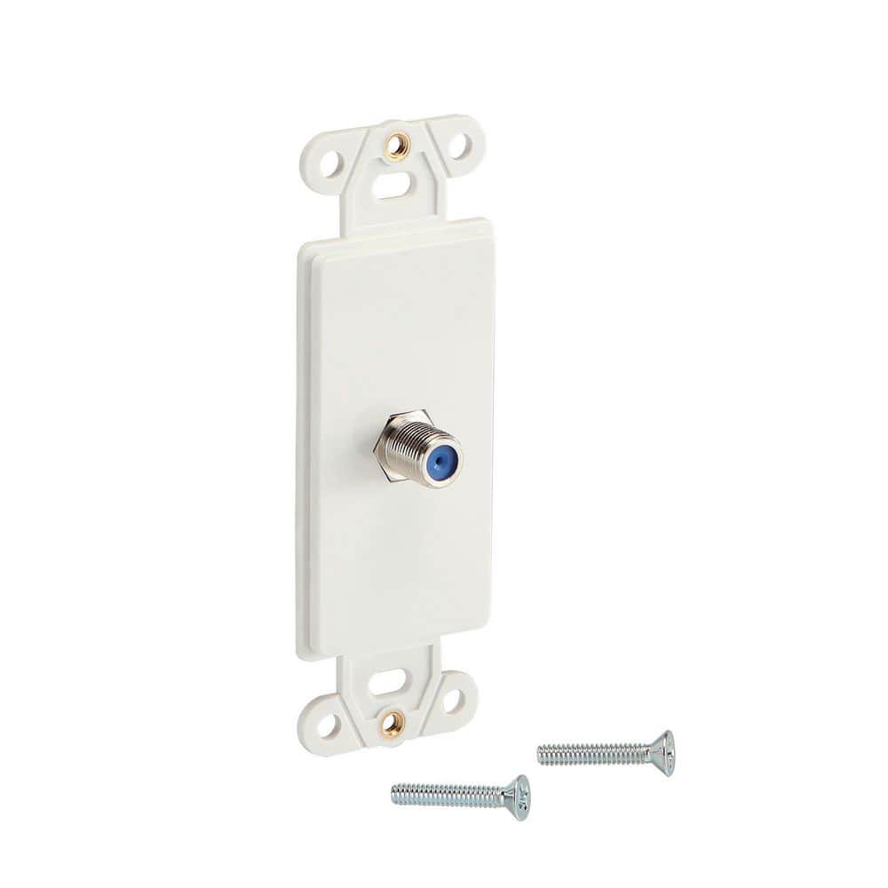 Commercial Electric 1-Gang Coaxial Plastic Wall Plate Insert, White ...