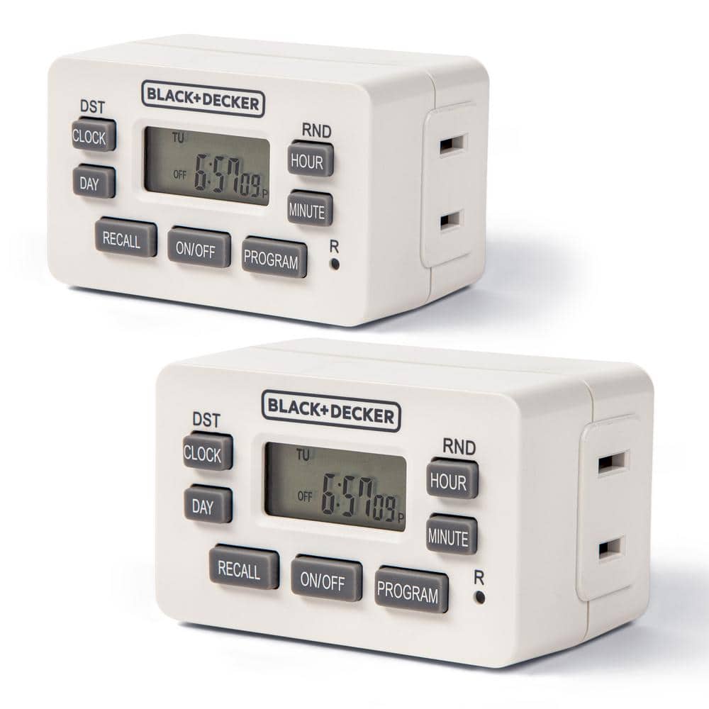 BLACK+DECKER Indoor Light Programmable Polarized Outlet Timers Digital ...