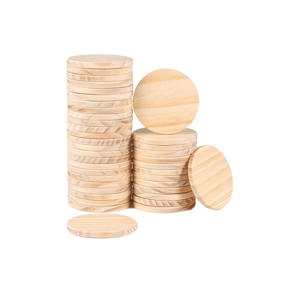 Afoxsos 0.35 in. x 4 in. x 4 in. Pine Wood Coasters Project Panel w ...