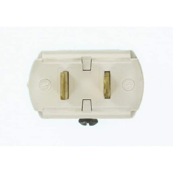 Leviton 15 Amp 125-Volt 2-Pole 2-Wire Polarized Plug, White 101-WH R62 ...