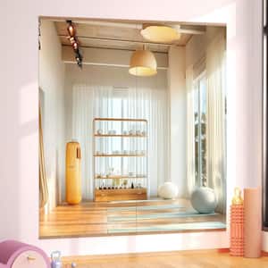 Vosuja 3 Pieces 20 in. W x 55 in. H Walnut Rectangle Frameless Wall ...