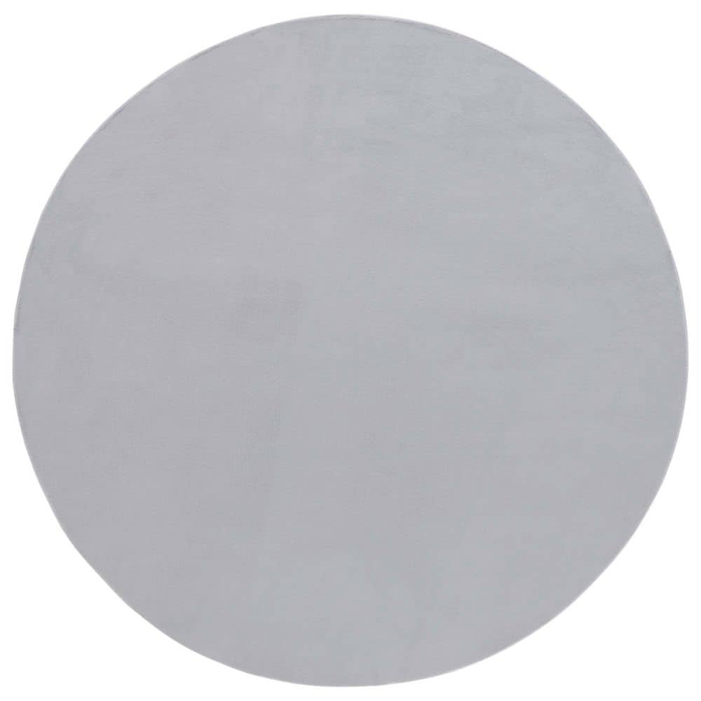 SAFAVIEH Faux Rabbit Fur Silver 6 ft. x 6 ft. Machine Washable Solid ...