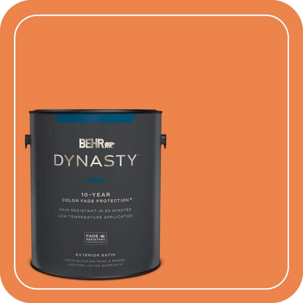 BEHR DYNASTY 1 gal. #240B-6 Orange Zest Satin Enamel Exterior Stain ...