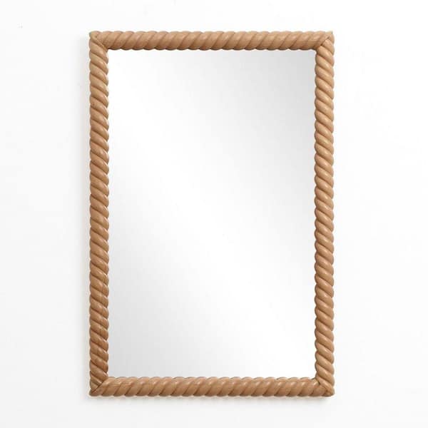 LuxenHome Natural 24.02 in. W x 35.43 in. H Beech Wood Frame Rectangle ...