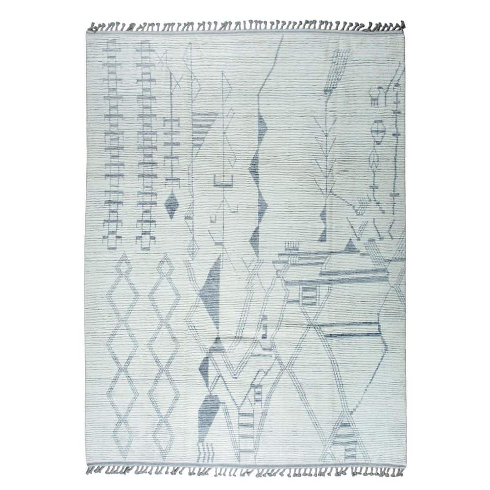 EORC Ivory 8 ft. x 11 ft. Contemporary Marrakech Hand-Knotted Wool Rug ...