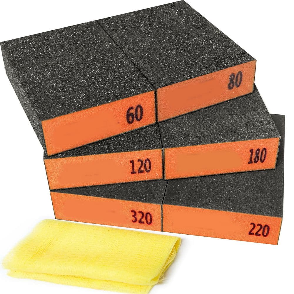 6-Pack High Density Foam Sanding Sponge Blocks with 6 Grits for Wood ...