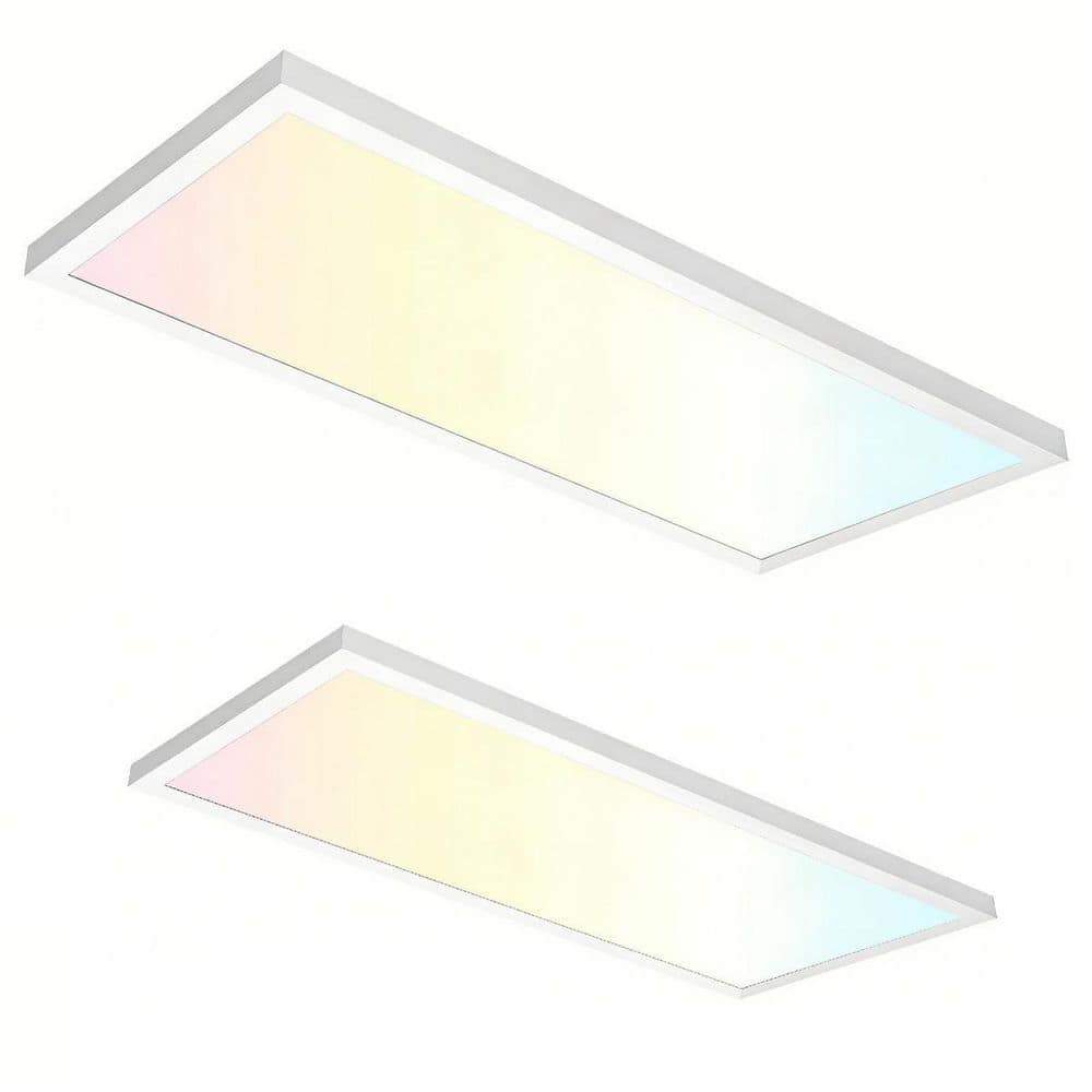 BIBIVIS 2-Pack 1 x 2 ft. 24-Watt White LED Flat Panel Lights, Edge-Lit ...