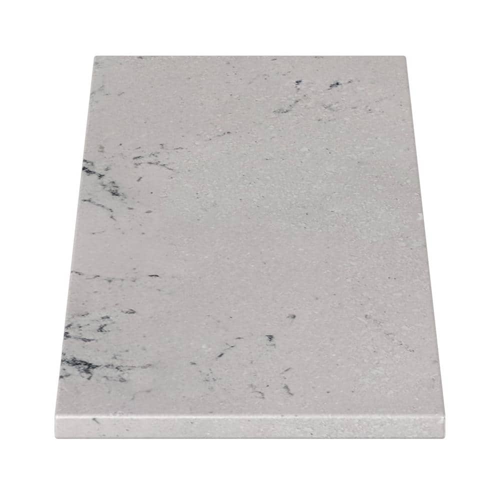 J Collection 12 in. W x 22 in. D Cultured Marble Slab Vanity Top in Icy ...