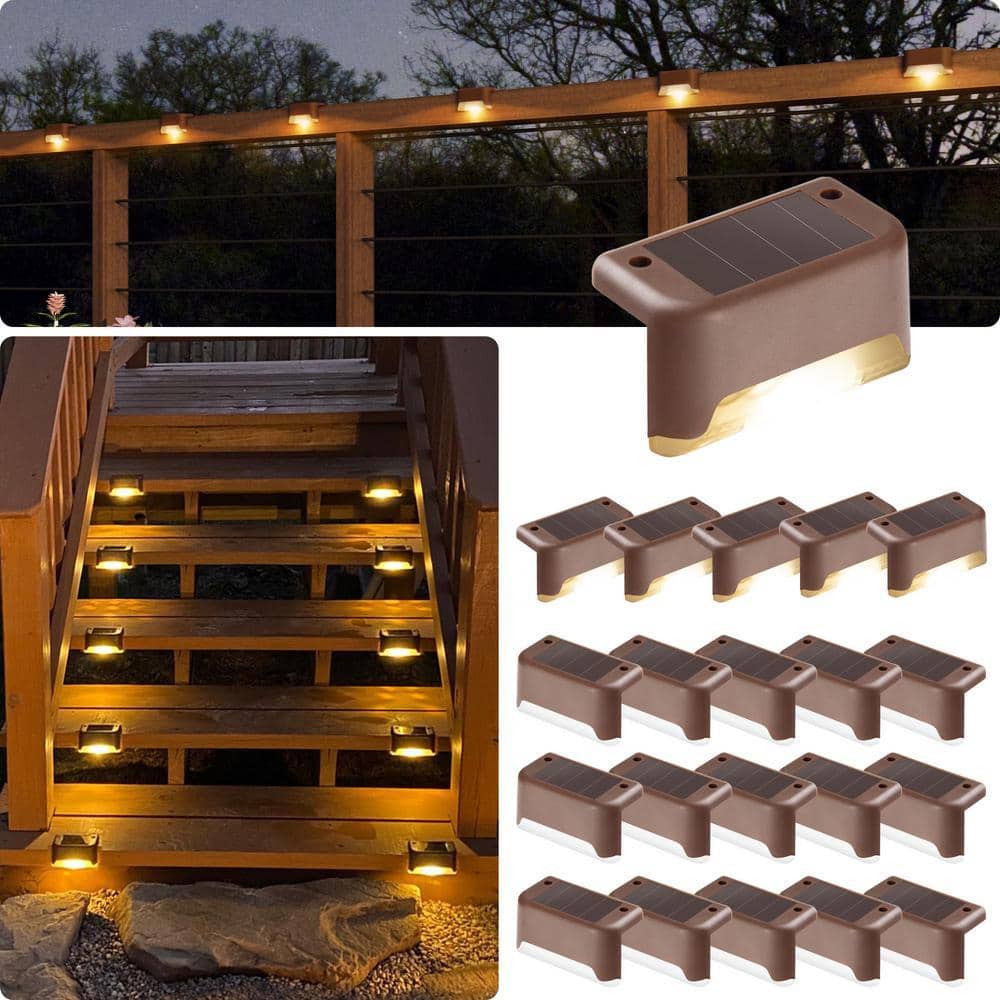 Angel Sar Waterproof LED Solar Deck Lights for Outdoor Stairs, Step ...