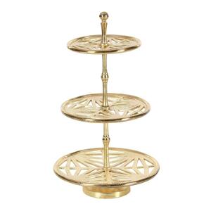 Litton Lane White Marble 3 Decorative Tiered Server with Gold Base ...