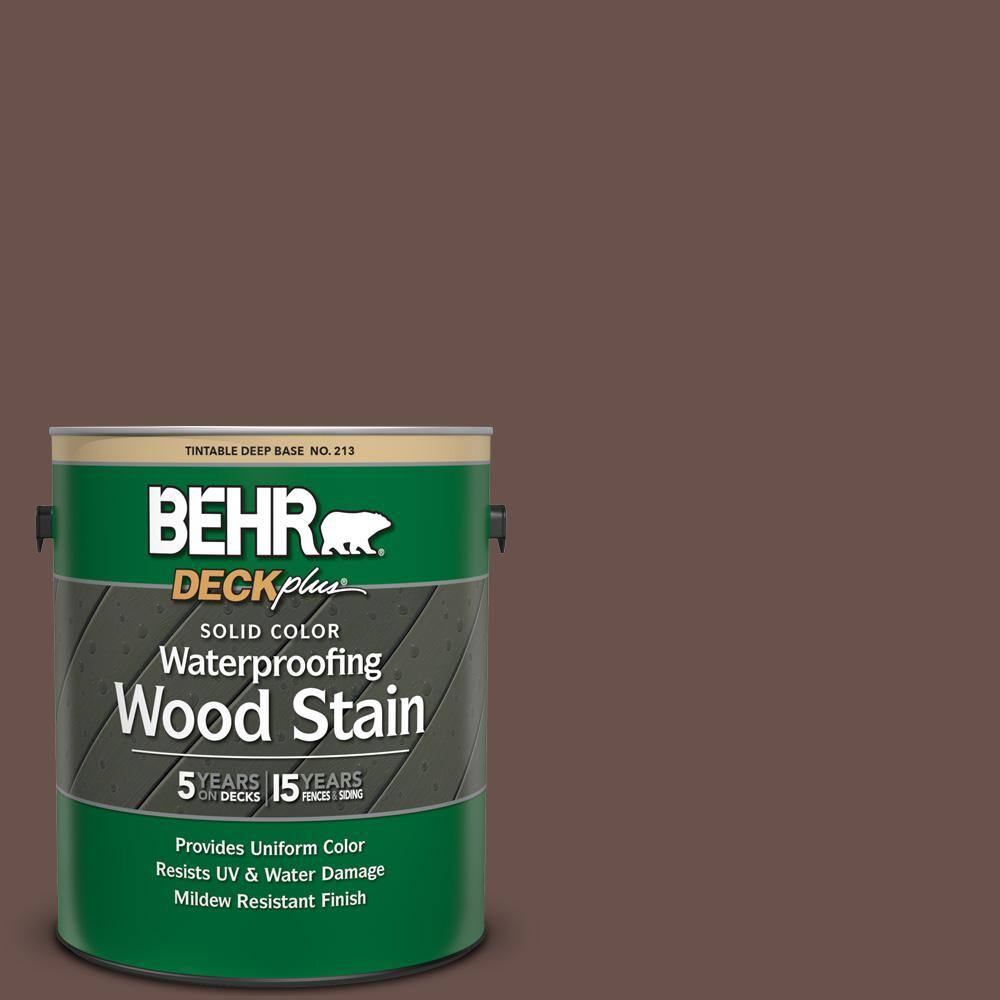 BEHR DECKplus 1 gal. #SC-201 English Brown Solid Color Waterproofing ...
