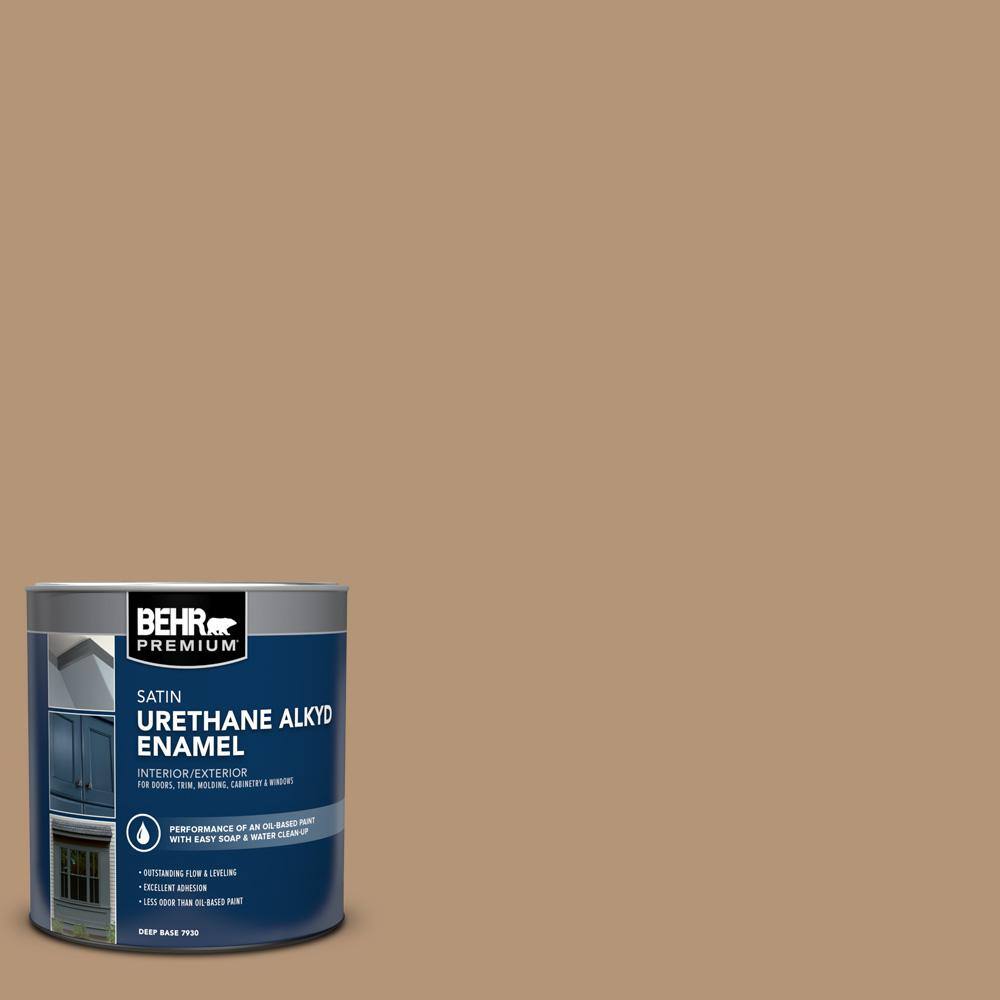 BEHR PREMIUM 1 qt. #280F-4 Burnt Almond Satin Enamel Urethane Alkyd ...