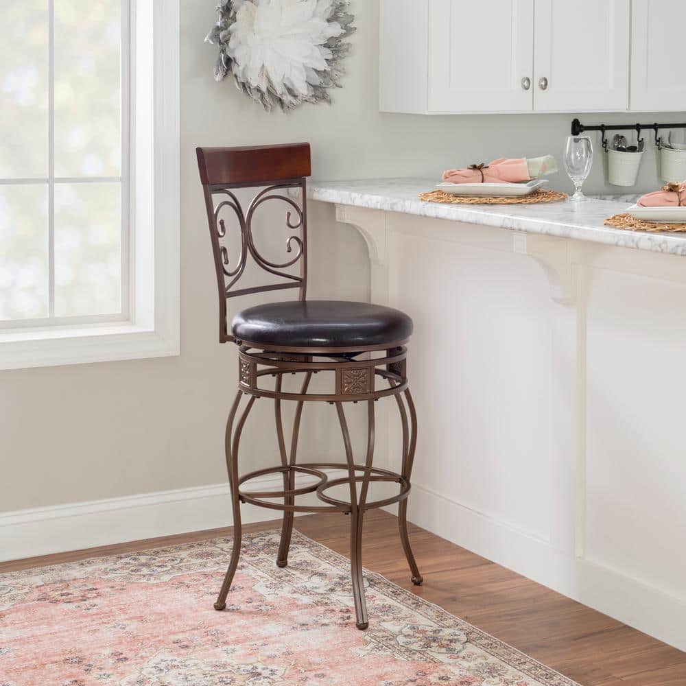 Linon Home Decor Barrett 30.75 in. Seat Height Brown High back Metal ...