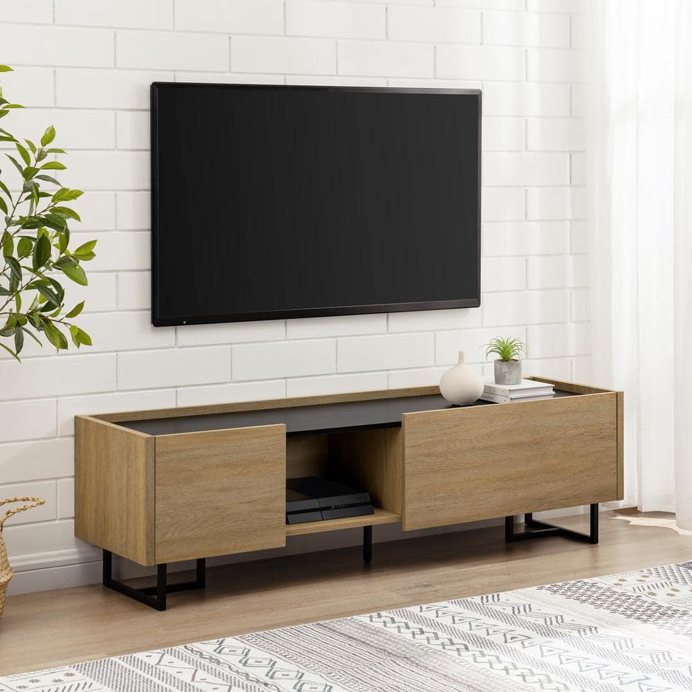 Walker Edison Furniture Company 63 in. Coastal Oak Wood Modern tv Stand ...