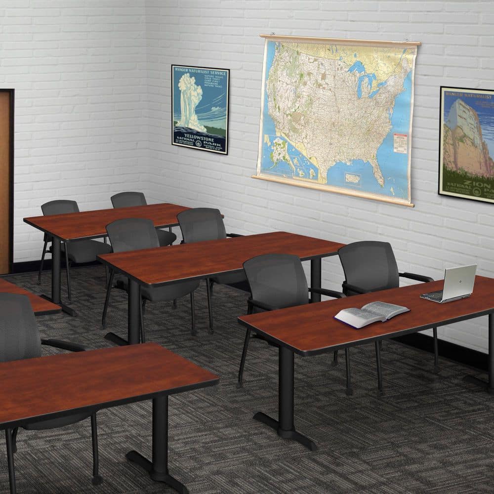 Regency Cain 66 in x 24 in. Cherry T-Base Training Seminar Table Desk ...
