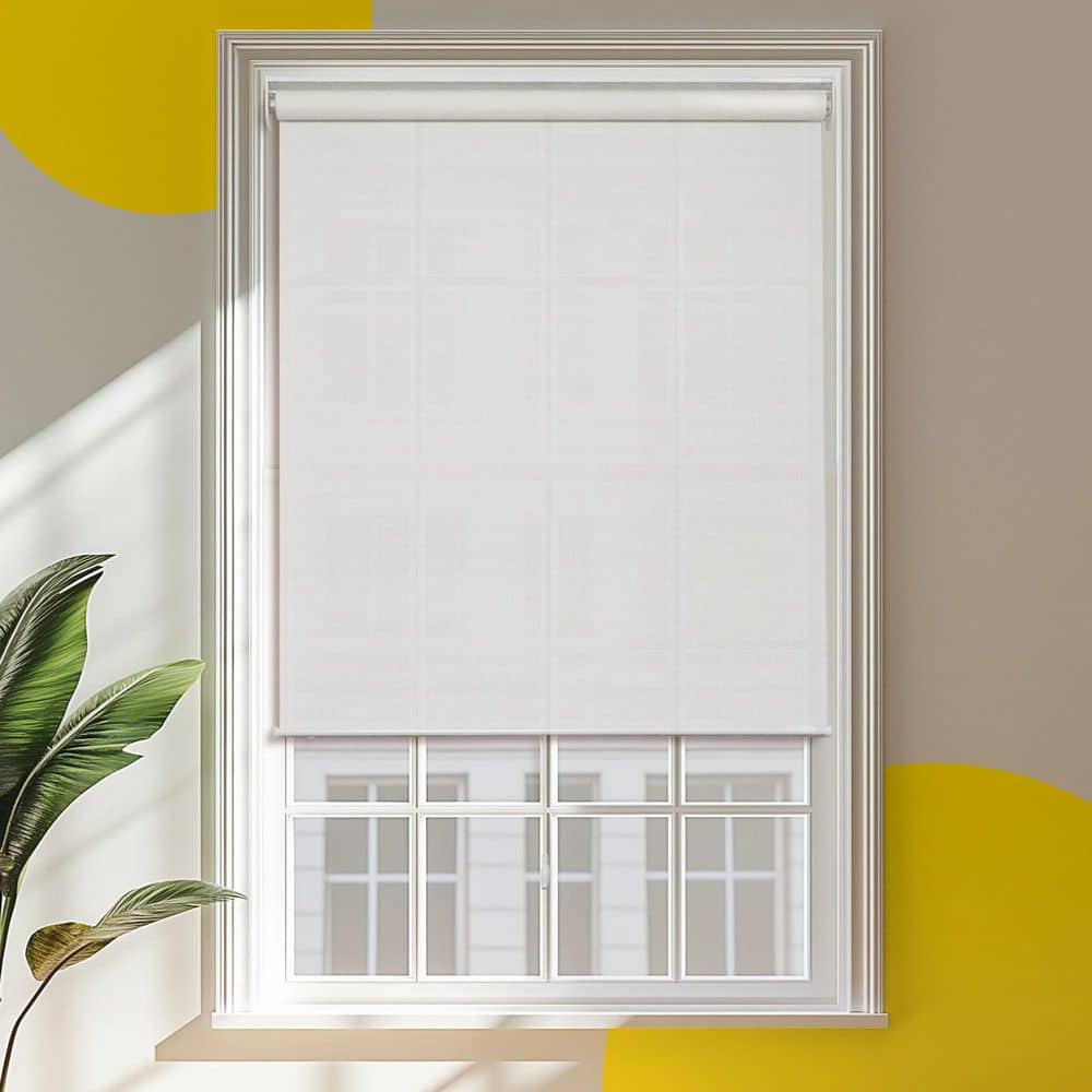 YELLOW BLINDS Weave White Cordless Light Filtering UV Protection ...