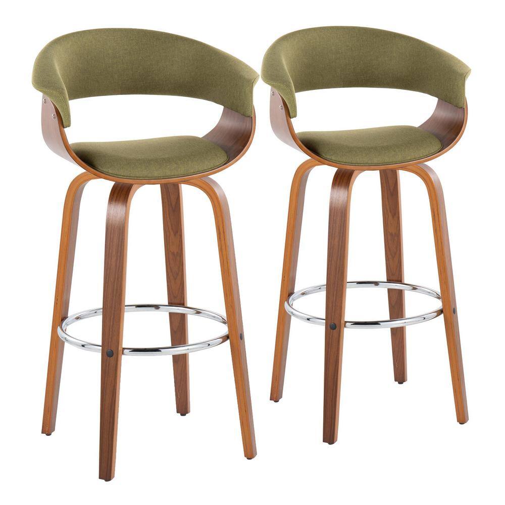 Lumisource Vintage Mod 29 in. Green Fabric, Walnut Wood and Chrome ...