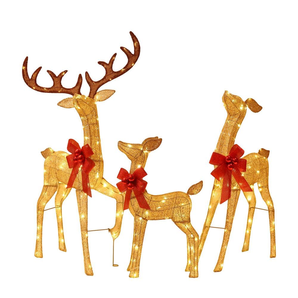 Starfree Outdoor Christmas Decoration 3-Piece 3D Reindeer Family Yard ...