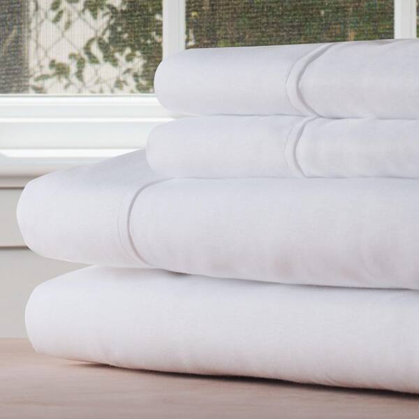 Lavish Home 3-Piece White Solid 75 Thread Count Polyester Twin Sheet ...