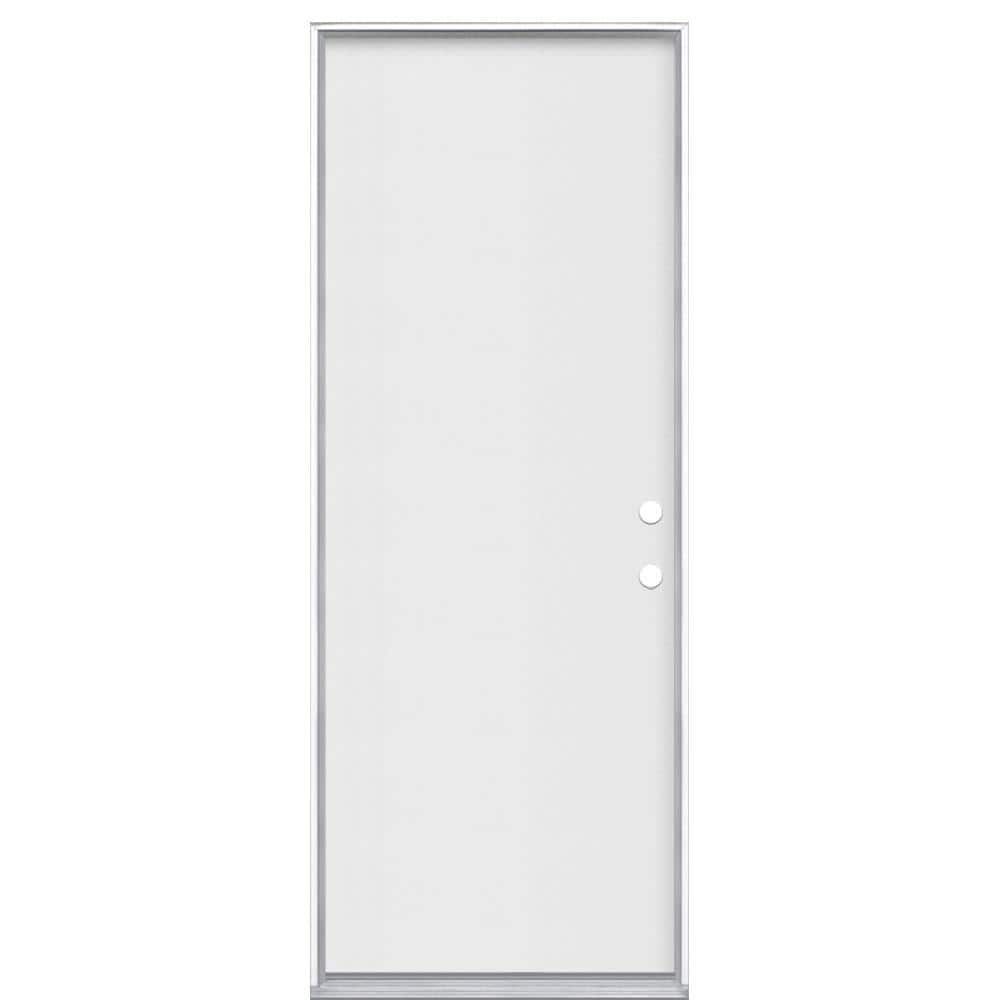 Masonite 30 in. x 80 in. Left-Hand/Inswing Premium Flush Primed Steel ...
