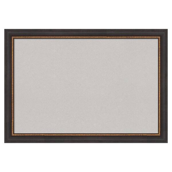 Amanti Art Ashton Black Wood Framed Grey Corkboard 27 in. x 19 in ...
