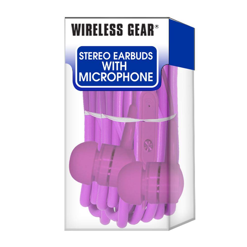 Wireless Gear Earbuds with Inline Microphone Wired, Purple BL1923 - The ...