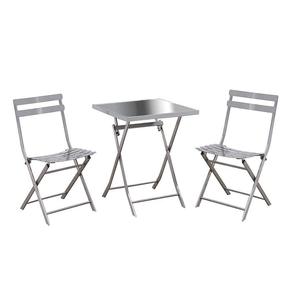 Wyatt 3-Piece Square Gun Metal Dining Room Set (Seats 2) AA022-D555-T ...