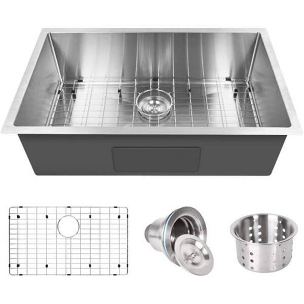 Silver Stainless Steel 30 in. Single Bowl Undermount Workstation ...