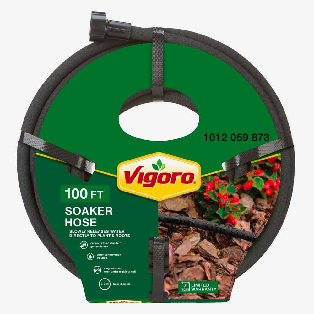 Vigoro 3/8 in. x 100 ft. Heavy Duty Garden Drip Irrigation Soaker Hose ...