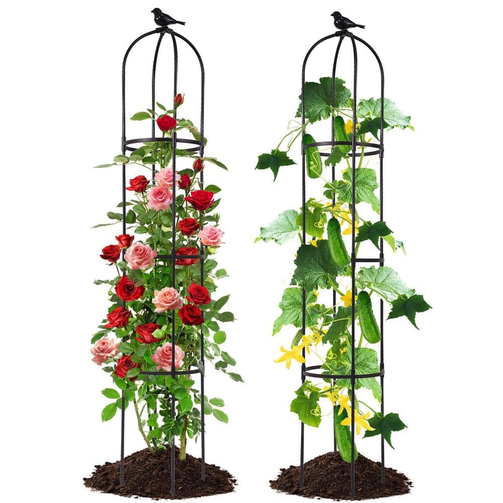 OGETFUUR 2-Pack 6 ft. Garden Trellis for Climbing Plants Outdoor Potted ...