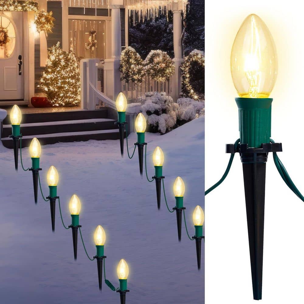 Joyfy Christmas Pathway Lights, 30.75 ft. 24 Bulbs/Icicle Outdoor ...