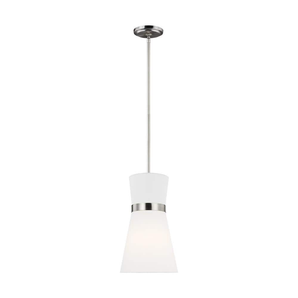 Generation Lighting Clark 1-Light Brushed Nickel Hanging Pendant with ...