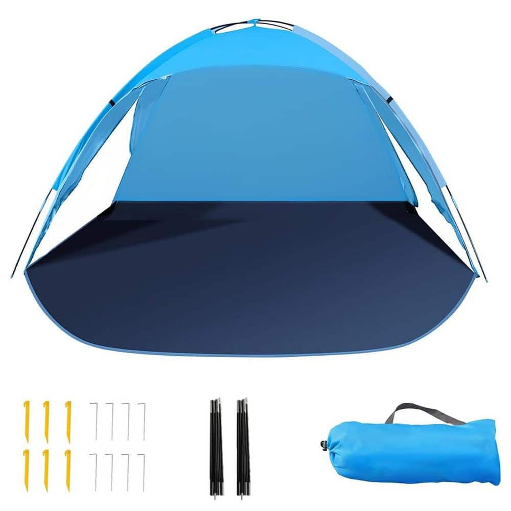 Phewnyzo 7 ft. x 5 ft. Blue Beach Tent with UPF50+ Sun Protection ...
