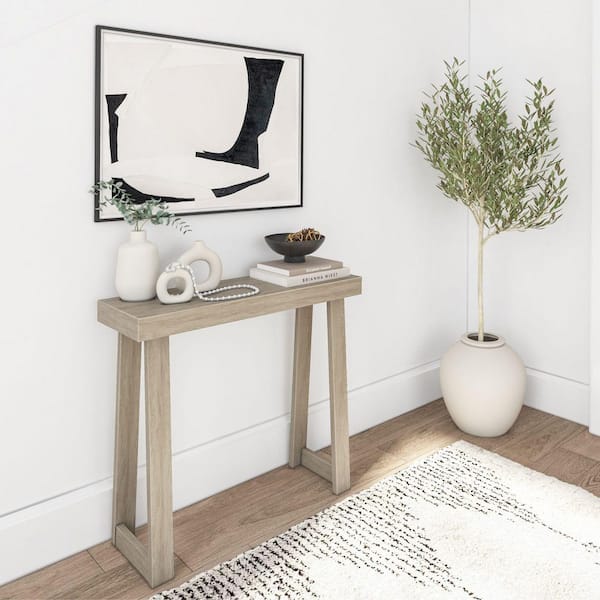 PLANK+BEAM Classic 36 in. Seashell Rectangle Wood Console Table 230140 ...