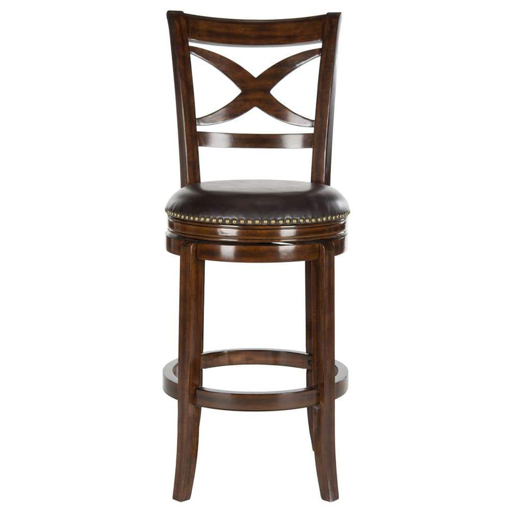 SAFAVIEH Santino 29 in. Espresso Swivel Cushioned Bar Stool FOX7013B ...