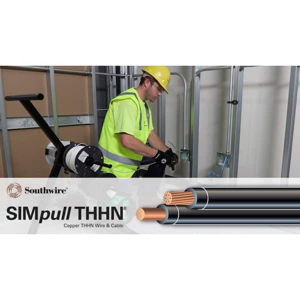 Southwire (By-the-Foot) 8 Black Stranded CU SIMpull THHN Wire 20488399 ...