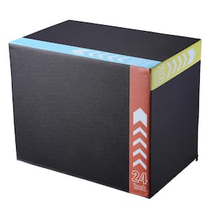 SKYSHALO 3-in-1 Plyometric Jump Box, 20/18/16 in. Adjustable Wooden ...