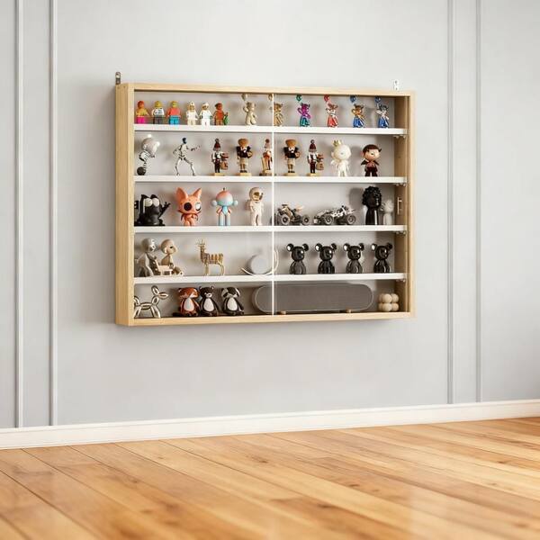 Oak 5-Tier 4 in W x 24 in H Wood Wall-Mounted Magazine Rack, Glass ...