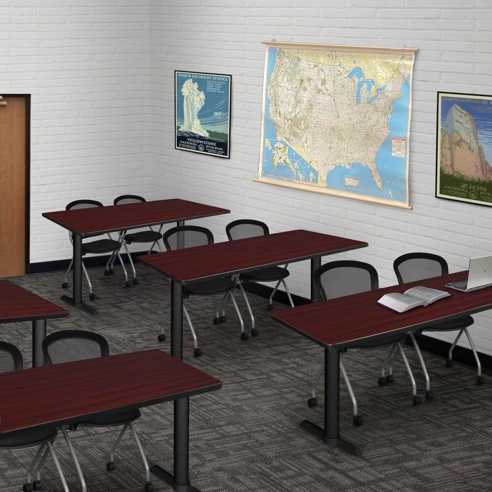 Regency Cain 60 in. x 24 in. Mahogany T-Base Training Seminar Table ...