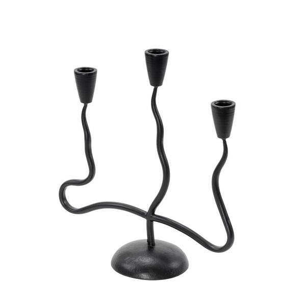 Litton Lane Black Metal Candle Holder with Round Base 047992 - The Home ...