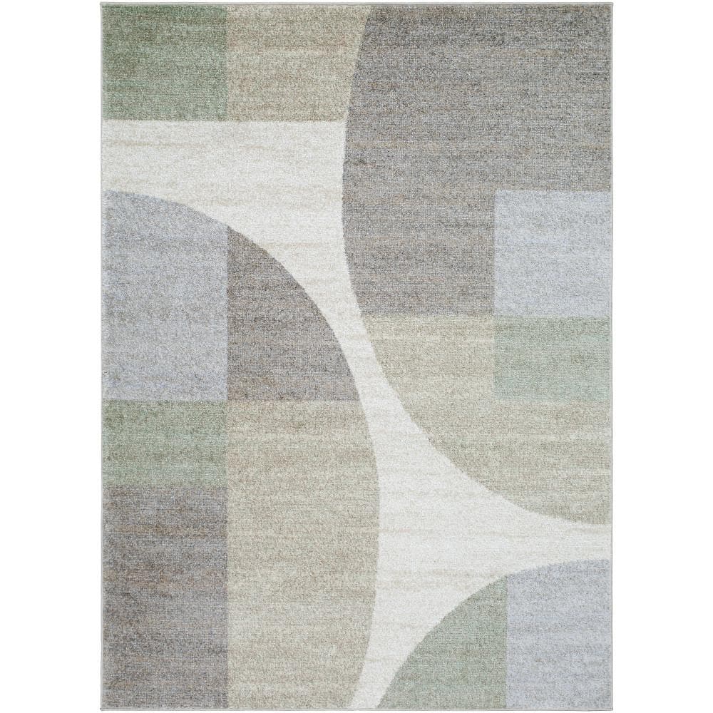 Livabliss Hyde Park Sage/Light Gray Geometric 8 ft. x 10 ft. Indoor ...