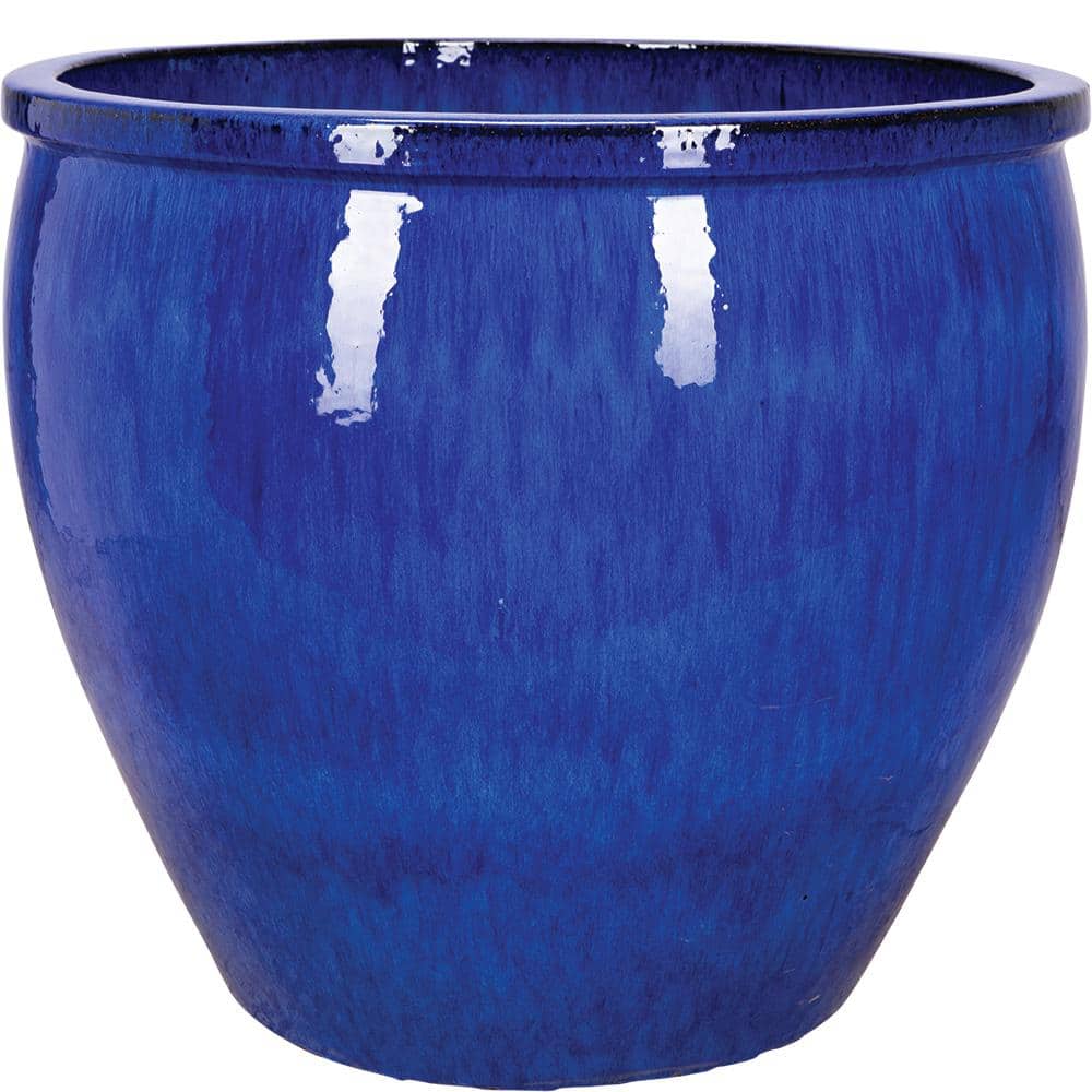18 in. Fireworks Blue Ceramic Fishbowl Planter GGC-720D-FWBL - The Home ...