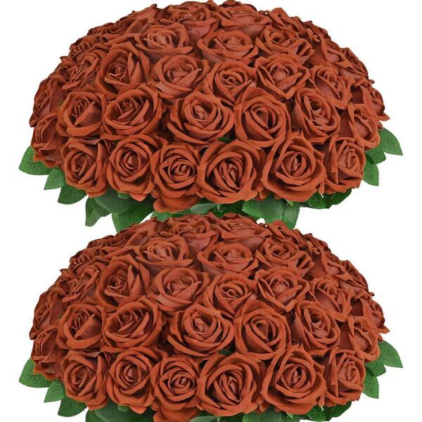 Burnt Orange Roses Silk