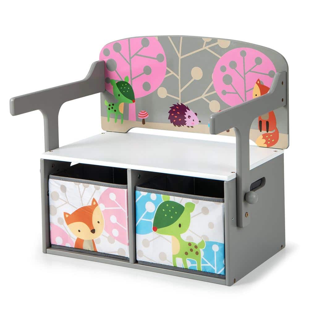 Costway 3 in 1 Kids Convertible Activity Bench Children Table and Chair ...
