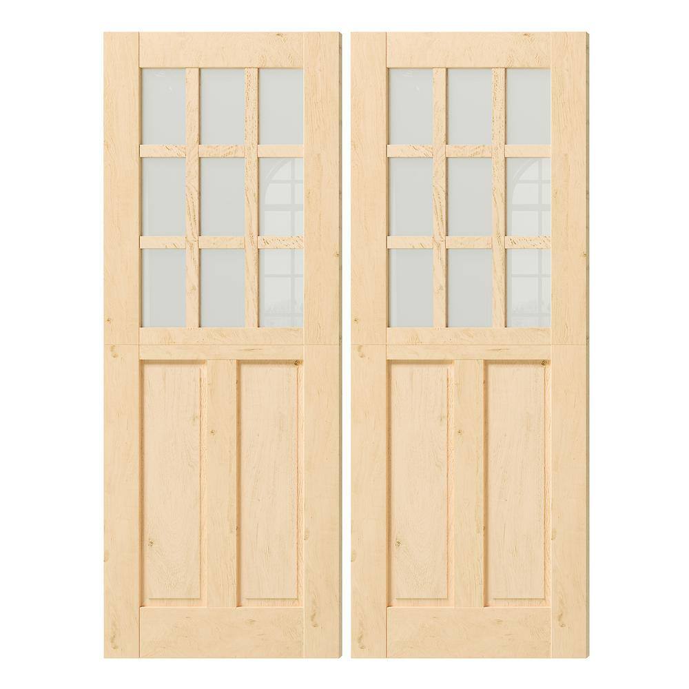 Reviews for TENONER 60 in. x 80 in. (30 in. W x 2) 9 Lite Frosted Glass ...